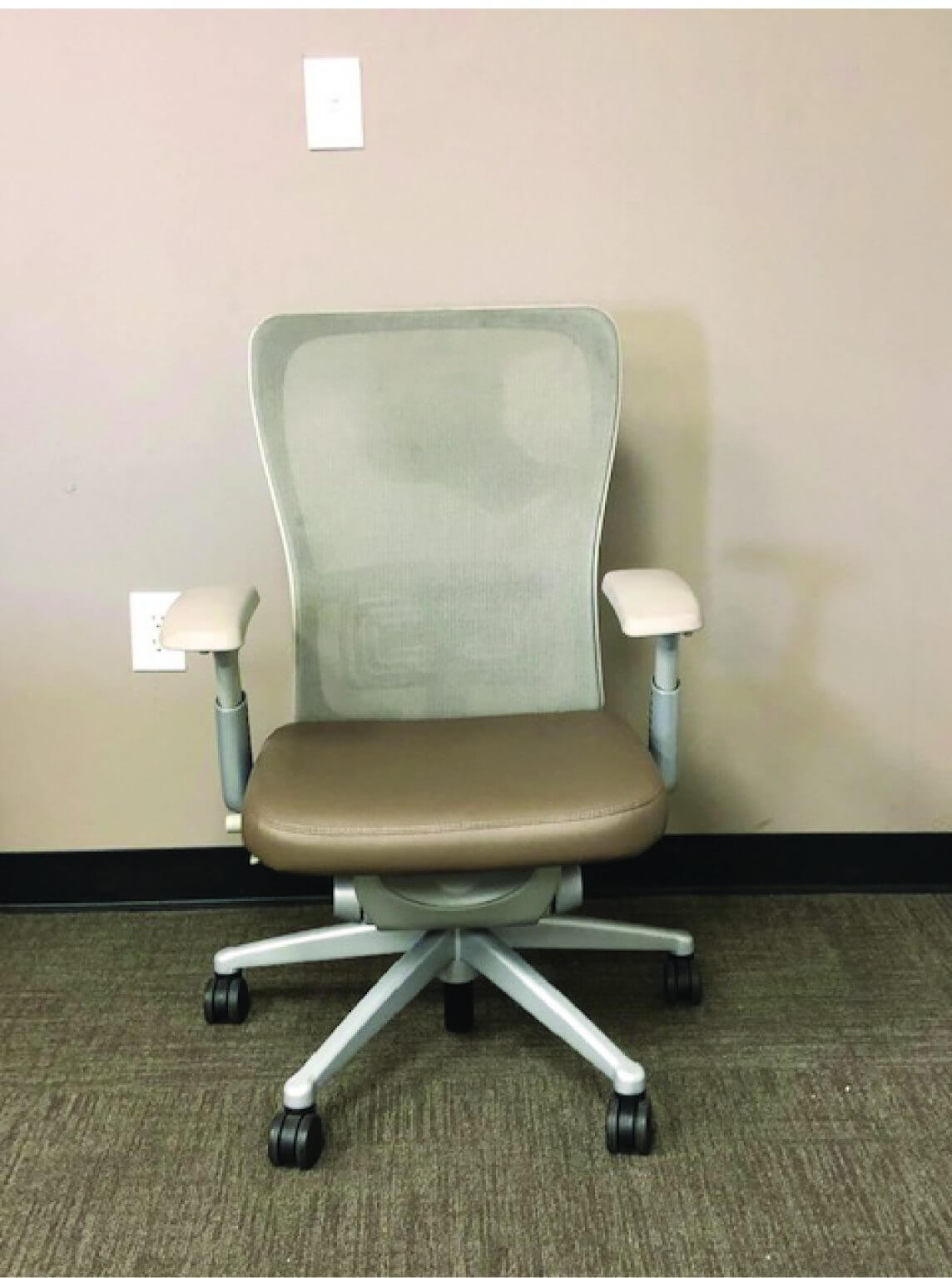 Haworth Zody tan leather-mesh back - Houston Office Solutions